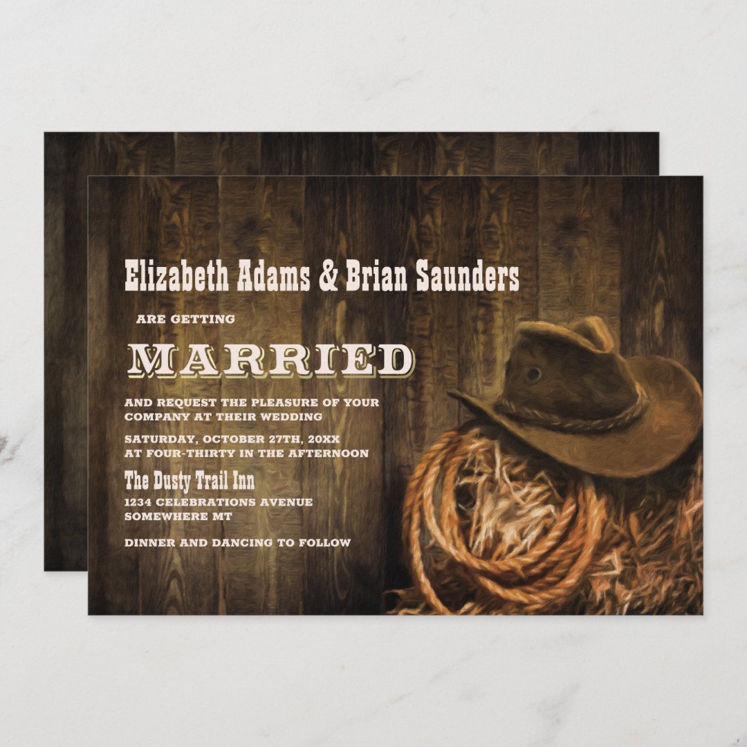 Rustic Wood Western Wedding Invitation | Zazzle