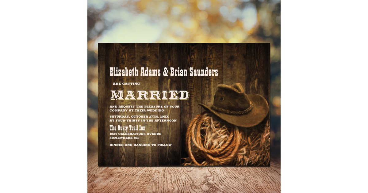 Rustic Wood Western Wedding Invitation | Zazzle