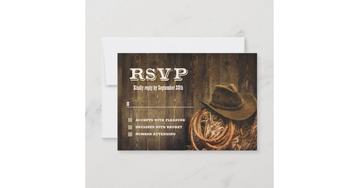 Rustic Wood Western Wedding RSVP Card | Zazzle