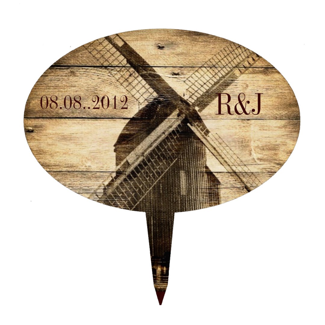 rustic wood western windmill Barn wedding Cake Topper | Zazzle