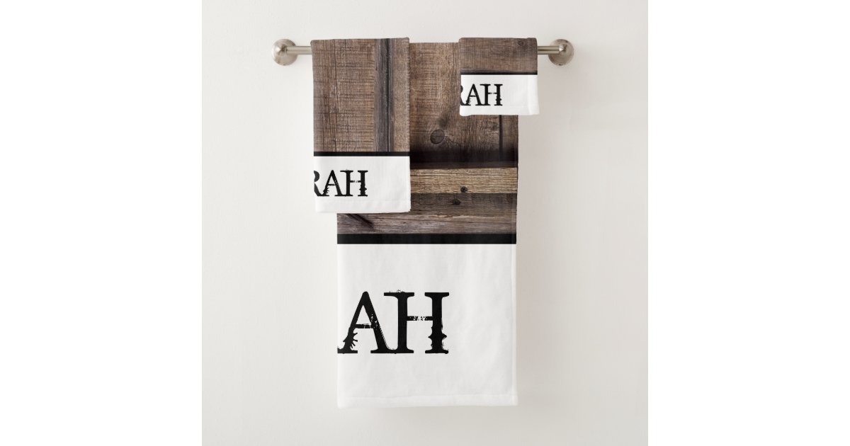 Rustic Wood White Farmhouse Barn Distressed Bath Towel Set | Zazzle