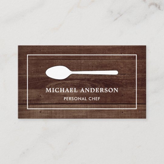 Rustic Wood White Kitchen Spoon Personal Chef Business Card | Zazzle.com