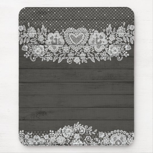 Rustic Wood & White Lace Lacy Farmhouse Chic Mouse Pad | Zazzle.com