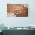Rustic Wood White Lace Wedding Welcome Banner | Zazzle