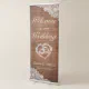 Rustic Wood & White Lace Wedding Welcome Retractable Banner | Zazzle
