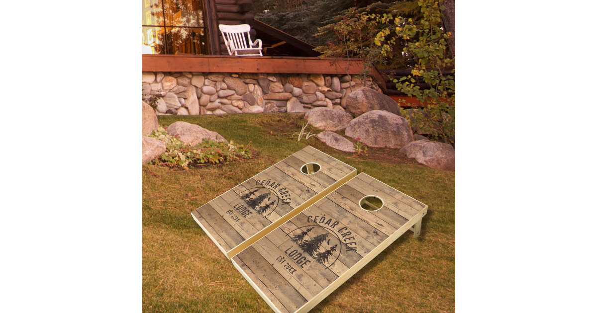 Rustic Wood Wilderness Forest Trees Personalized Cornhole Set | Zazzle
