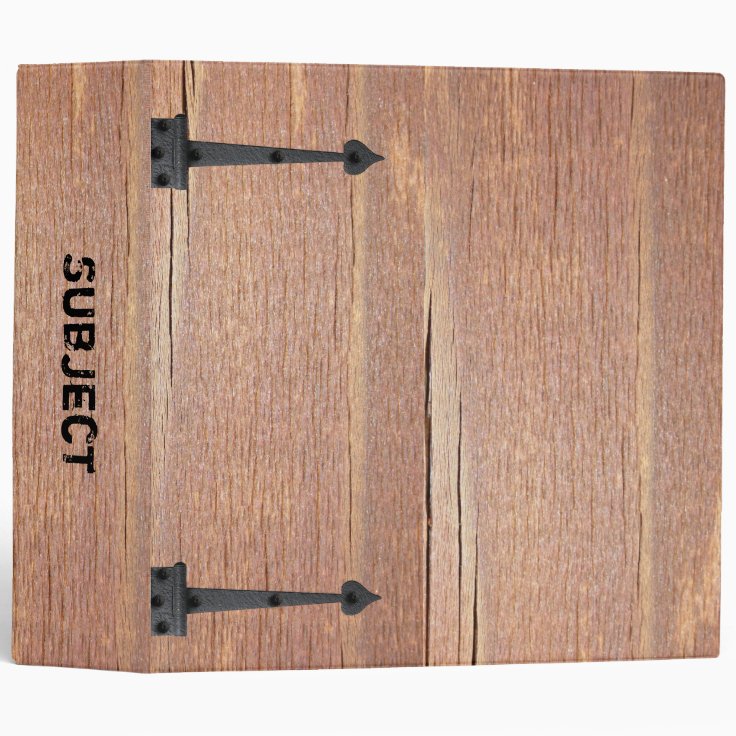 Rustic Wood With Hammered Black Hinges 3 Ring Binder | Zazzle