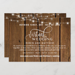 Rustic Wood with Lights, Online Virtual Wedding Invitation | Zazzle