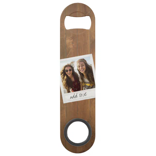 Rustic Wood with Square Photo Frame Bar Key | Zazzle