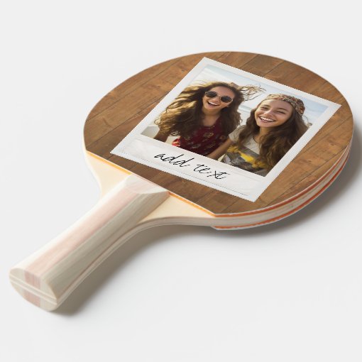 Rustic Wood with Square Photo Frame Ping Pong Paddle | Zazzle