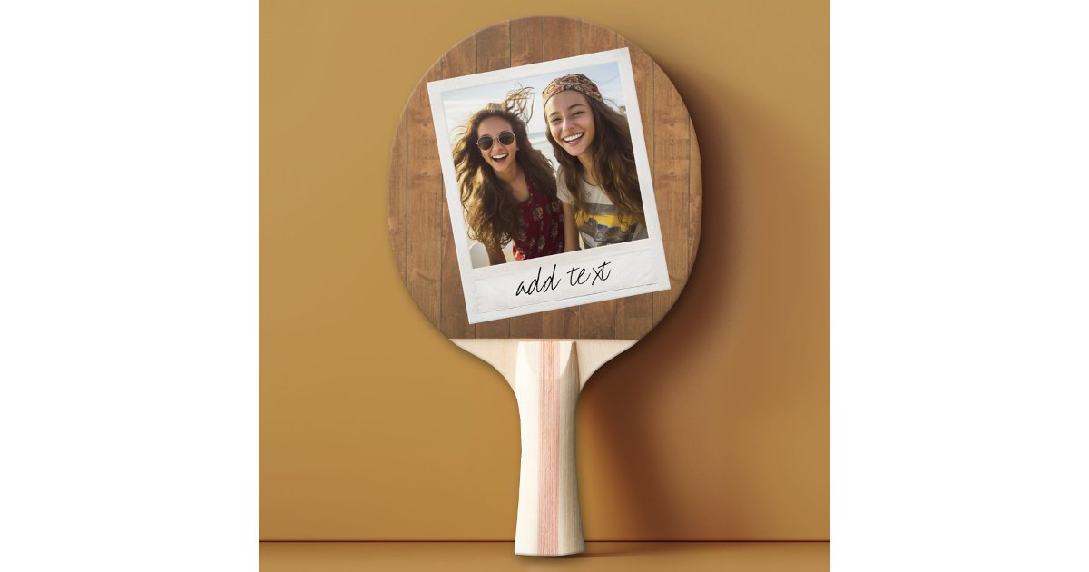 Rustic Wood with Square Photo Frame Ping Pong Paddle | Zazzle