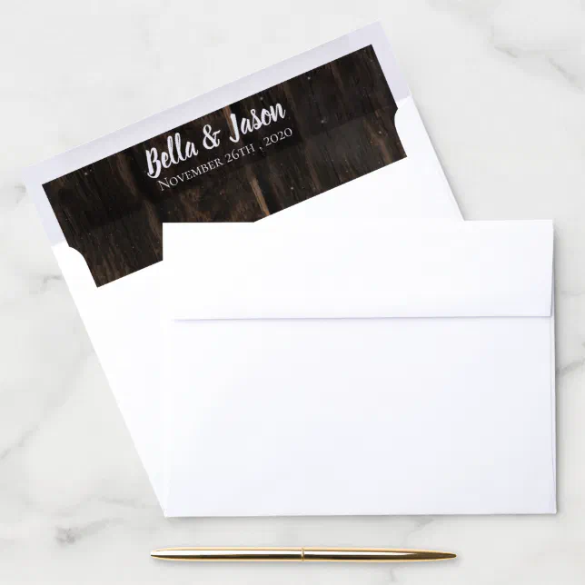 Rustic Wood With String Lights Wedding Envelope Liner | Zazzle