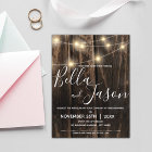 Rustic Wood With String Lights Wedding Invitation | Zazzle