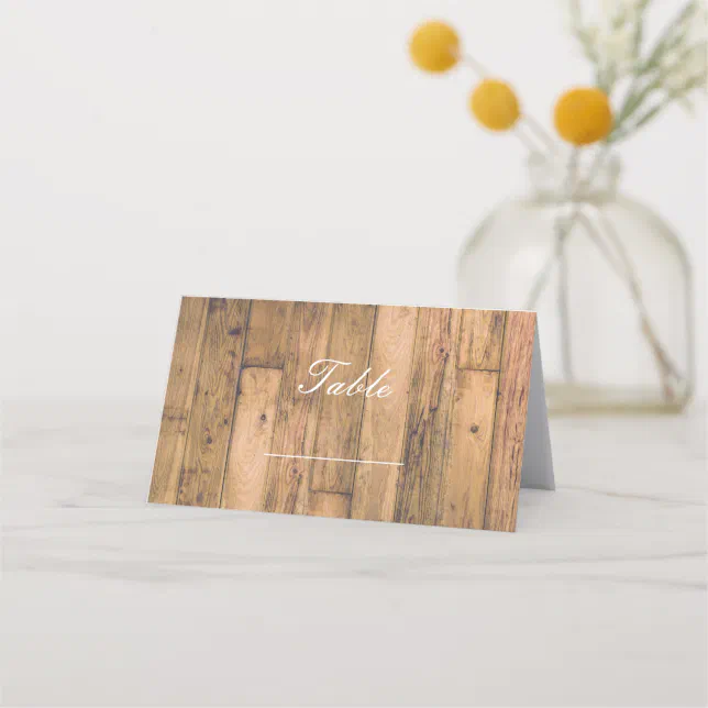 Rustic Wood Wooden Farmhouse Planks Table Number Place Card | Zazzle