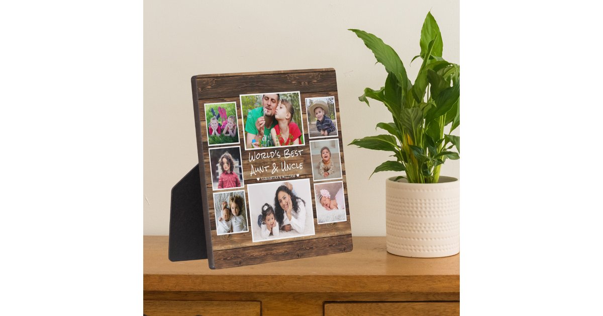 Rustic Wood World's Best Aunt And Uncle 8 Photo Plaque | Zazzle