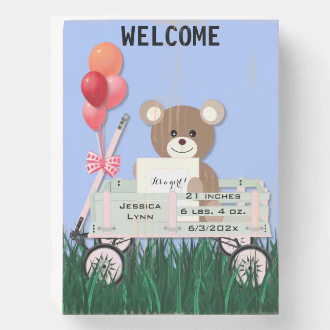 Rustic Wooden Box Sign for New Baby Girl | Zazzle