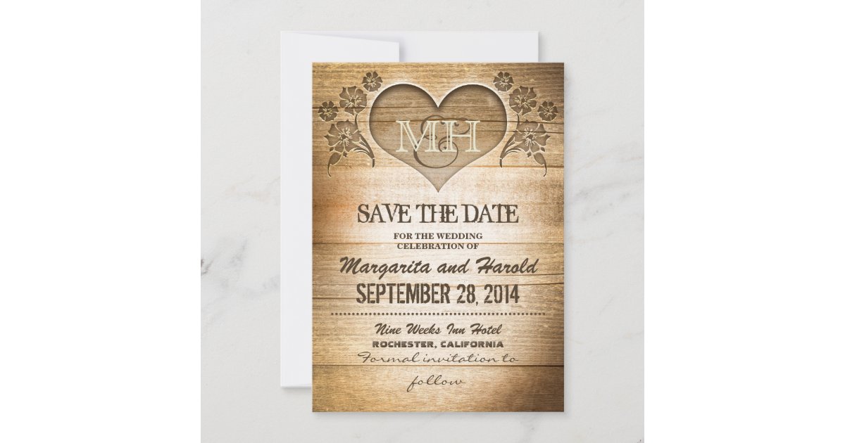 rustic wooden country save the date cards | Zazzle