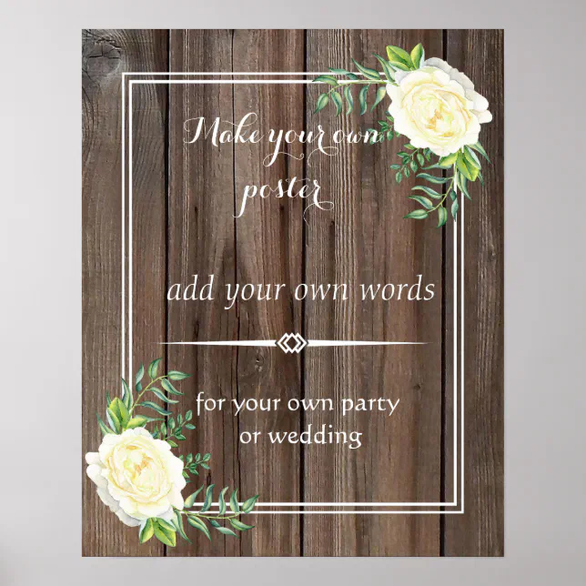 Rustic wooden Create your own poster print | Zazzle