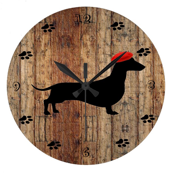 Rustic Wooden Dachshund Clock | Zazzle