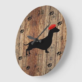 Rustic Wooden Dachshund Clock | Zazzle