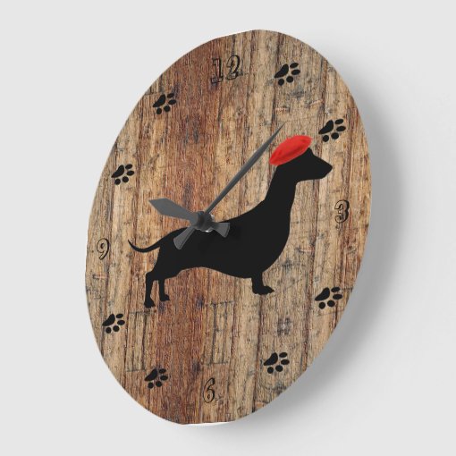 Rustic Wooden Dachshund Clock | Zazzle