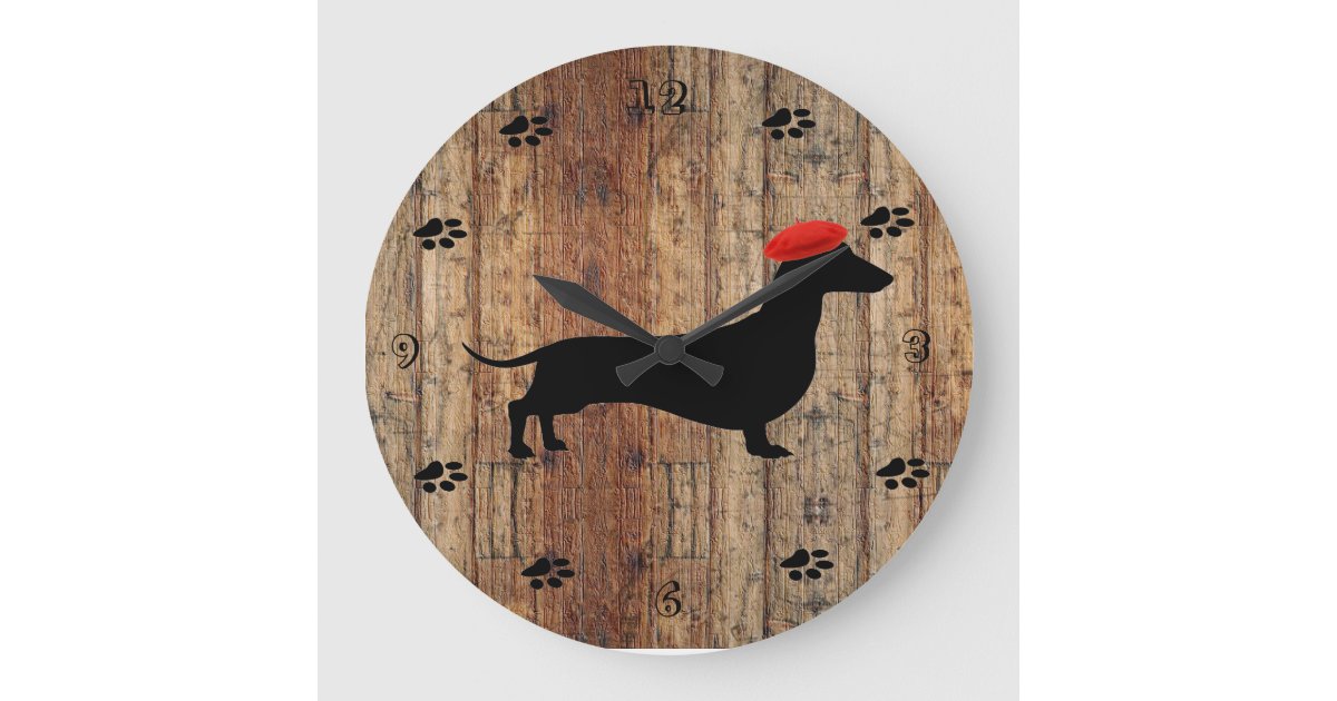 Rustic Wooden Dachshund Clock | Zazzle