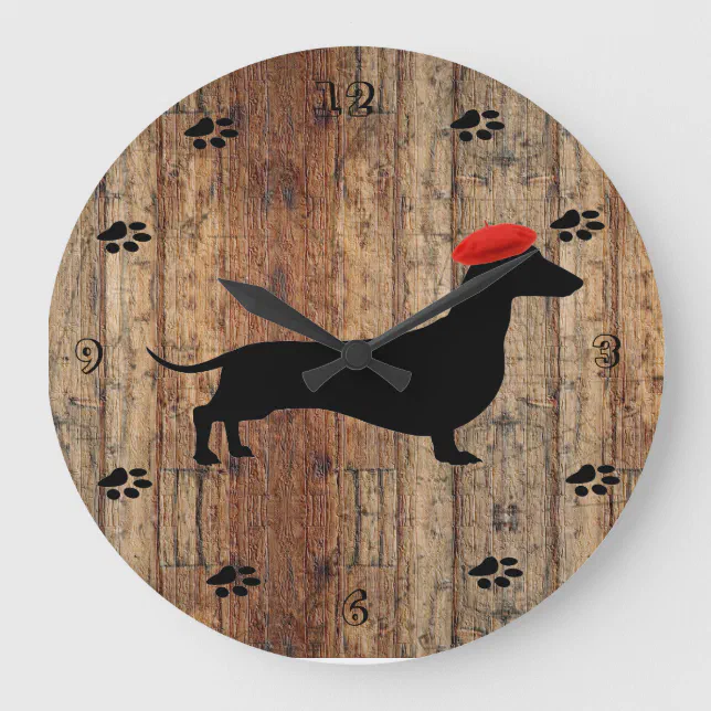 Rustic Wooden Dachshund Clock | Zazzle