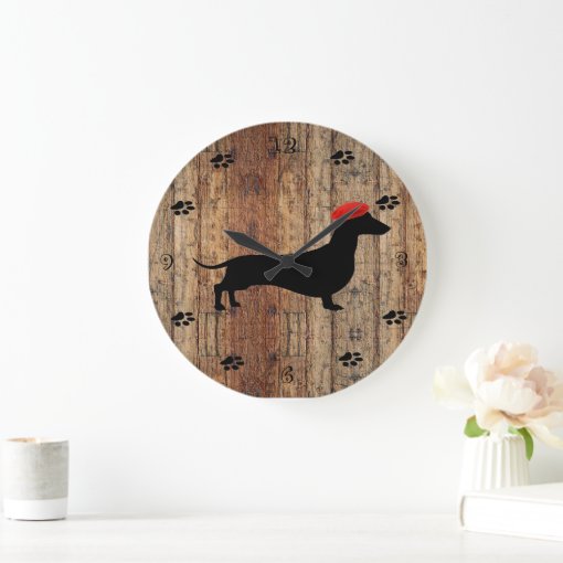Rustic Wooden Dachshund Clock | Zazzle