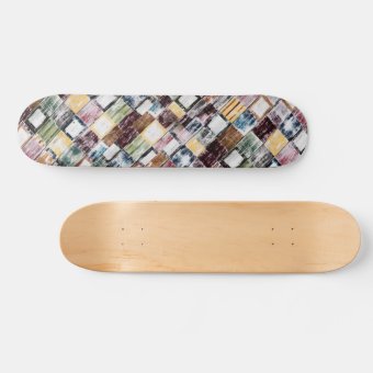 Rustic Wooden Modern Colorful Block Pattern Skateboard | Zazzle