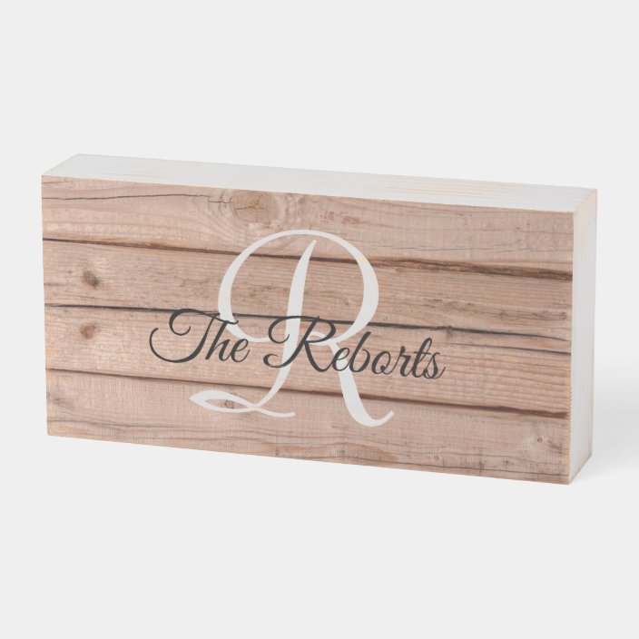 Rustic Wooden Monogram Script Wood Box Sign | Zazzle.com