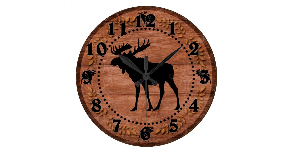 Rustic wooden moose circle wall clock | Zazzle
