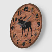Rustic wooden moose circle wall clock | Zazzle