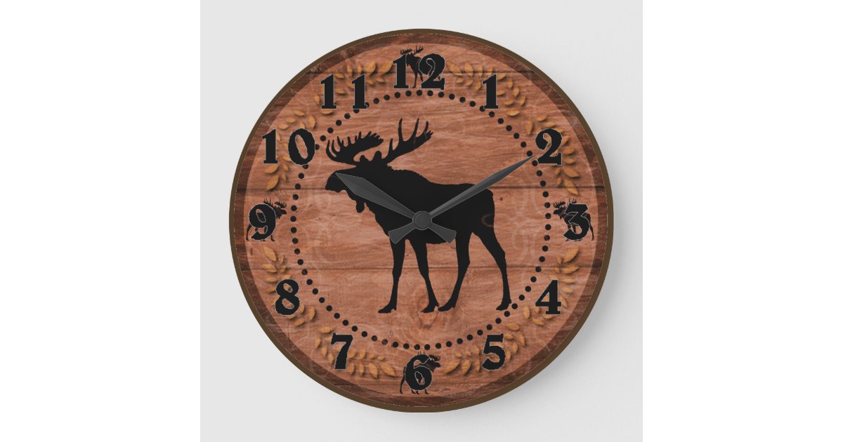 Rustic wooden moose circle wall clock | Zazzle