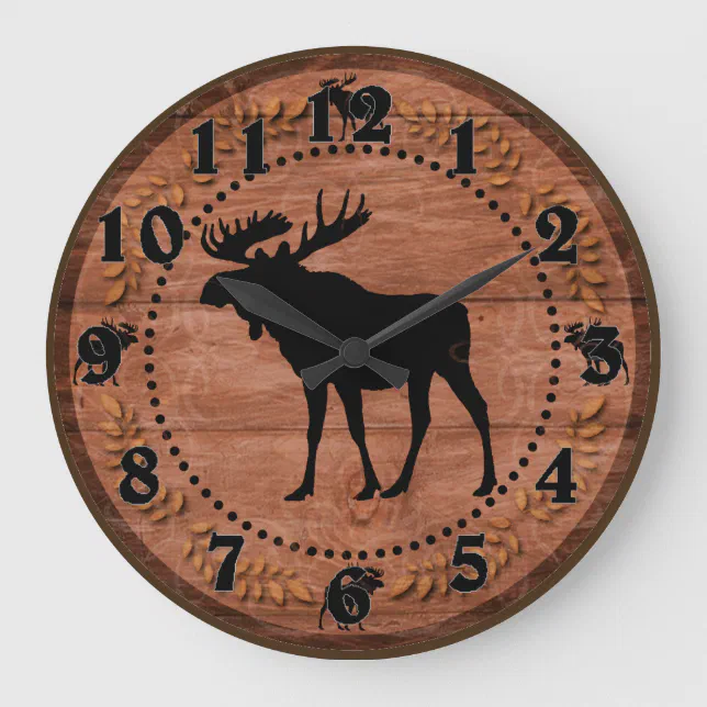 Rustic wooden moose circle wall clock | Zazzle