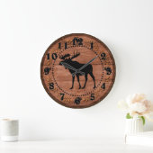 Rustic wooden moose circle wall clock | Zazzle