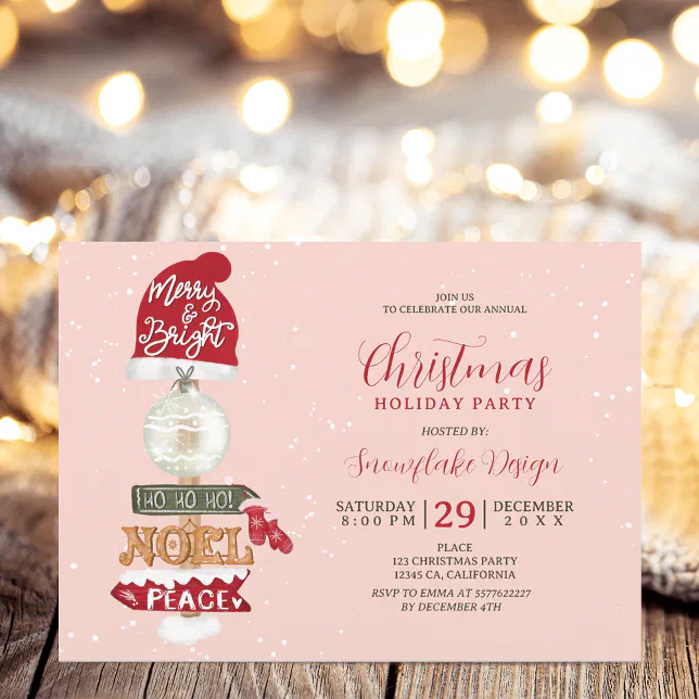 Rustic wooden sign business corporate Christmas Invitation | Zazzle