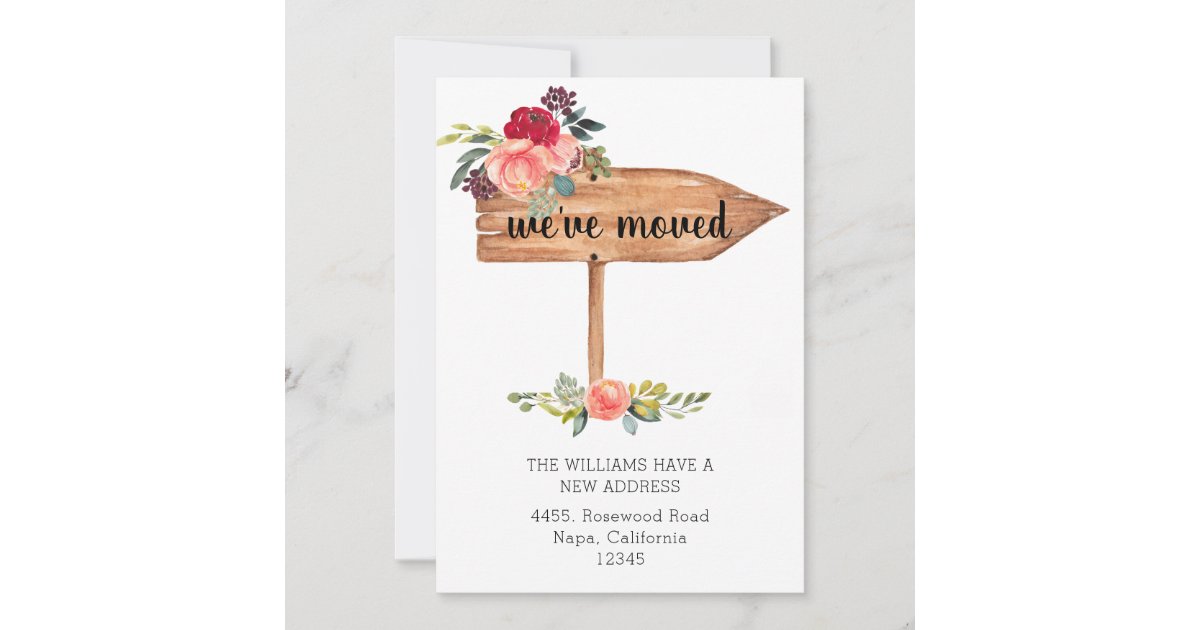 Rustic Wooden Sign We're Moved Moving Announcement | Zazzle