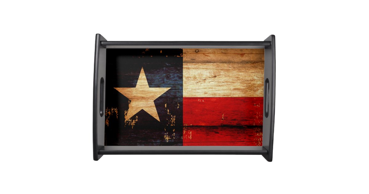 Rustic Wooden Texas State Flag Serving Tray | Zazzle