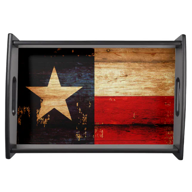 Rustic Wooden Texas State Flag Serving Tray | Zazzle