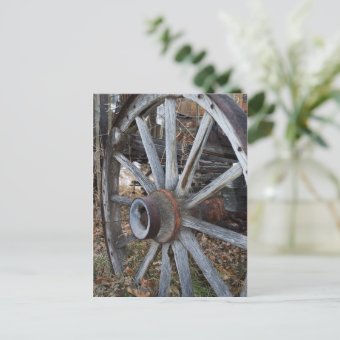 Rustic Wooden Wagon Wheel Postcard | Zazzle