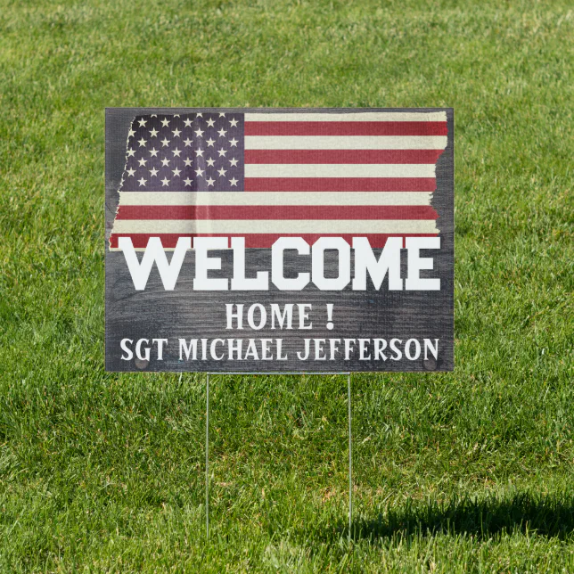 Rustic Wooden Welcome Home Military Yard Sign | Zazzle