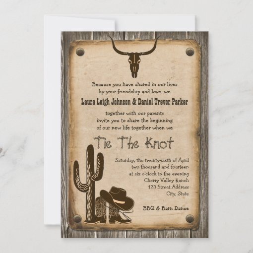 Rustic Wooden Western Style Wedding Invitation 2 | Zazzle