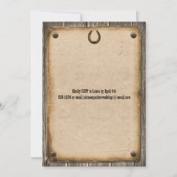 Rustic Wooden Western Wedding Reception Invite | Zazzle