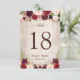 Rustic Woodgrain Burgundy Floral Table Number Card | Zazzle