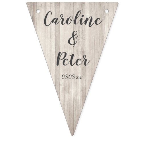 Rustic Woodgrain Mason Jar Pink Floral Wedding Bunting Flags | Zazzle