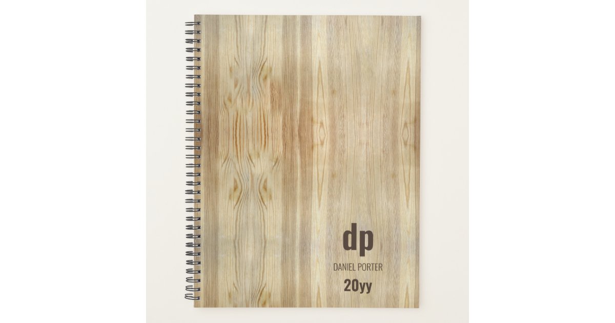 Rustic Woodgrain Monogrammed Planner | Zazzle