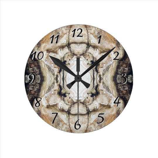 Rustic Woodland All Natural Tree Bark Theme Round Clock | Zazzle.com