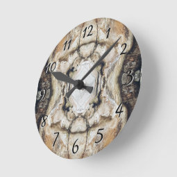 Rustic Woodland All Natural Tree Bark Theme Round Clock | Zazzle