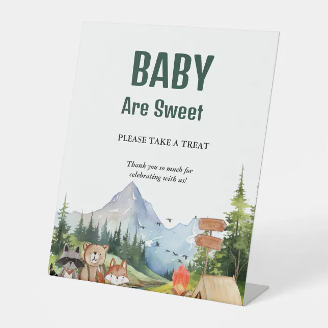 Rustic Woodland animal baby shower Favor sign | Zazzle