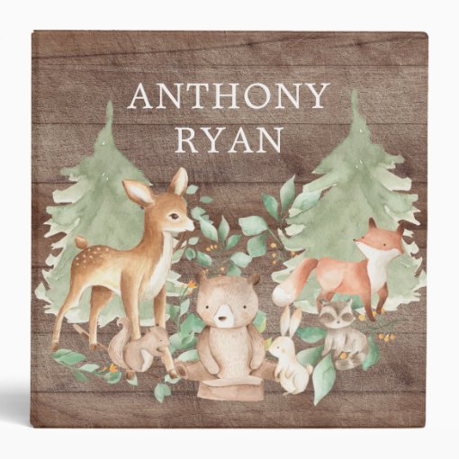 Rustic Woodland Animals Baby Photo Album 3 Ring Binder | Zazzle